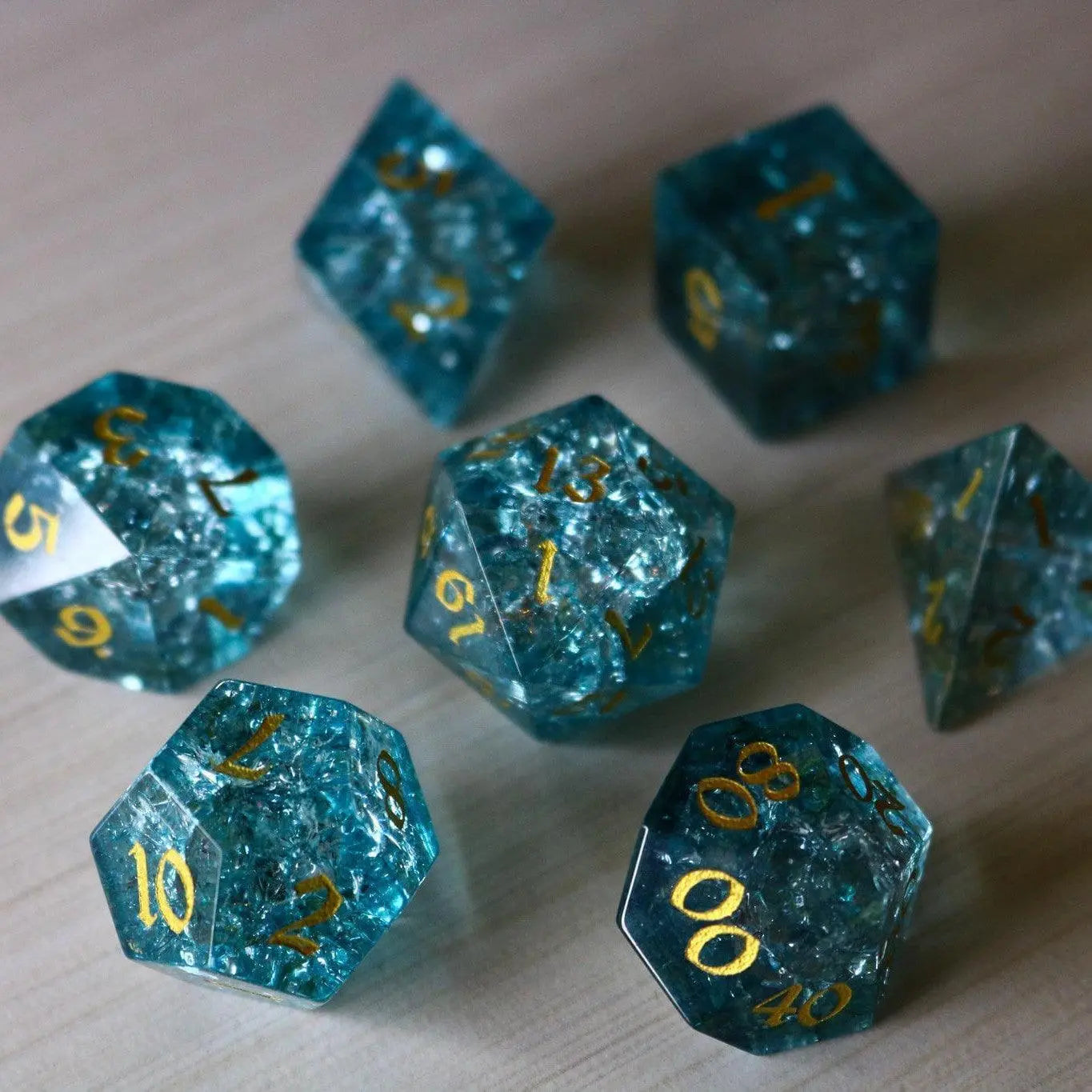 Blue Ocean Forge Fire Glass DND Dice Set – Mega Diamonds ...